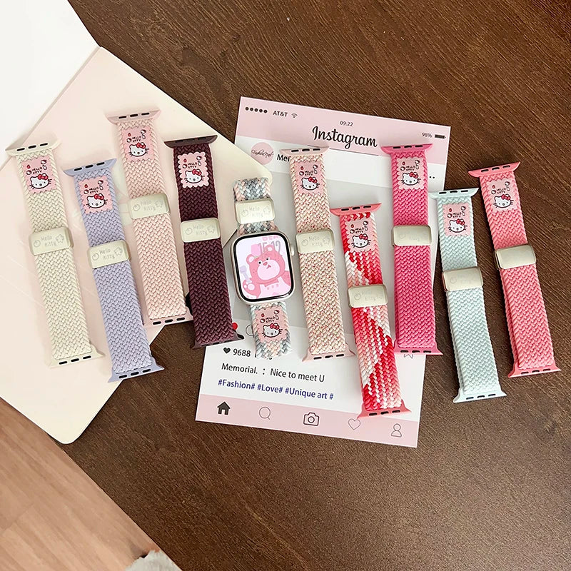 Hello Kitty Candy-Colour Braided Magnetic Strap | Buckle Watch Band ...